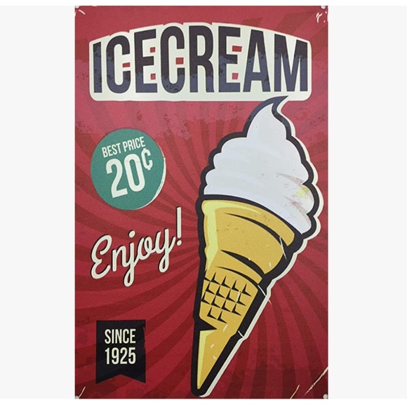 Accents | New Metal Vintage Tin Retro Art Sign Ice Cream 12 X 8 | Poshmark